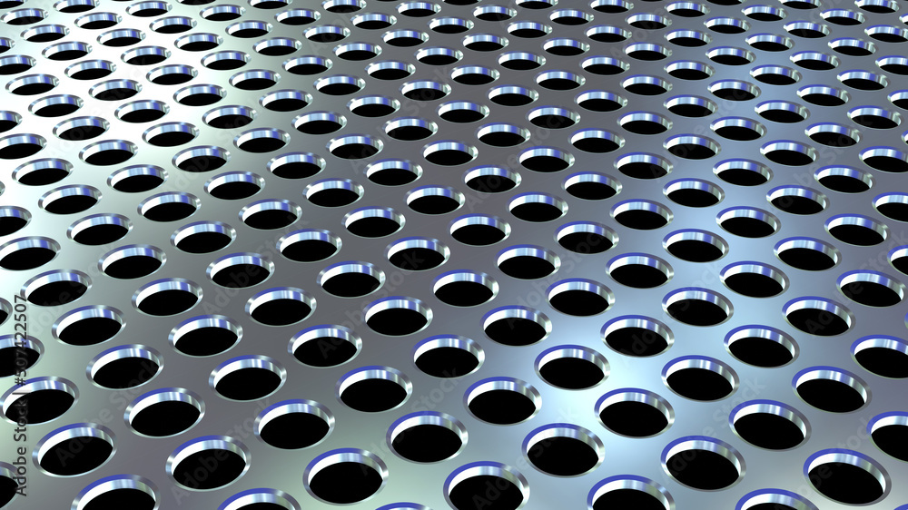 Metallic background with punched holes pattern, technological metal ...