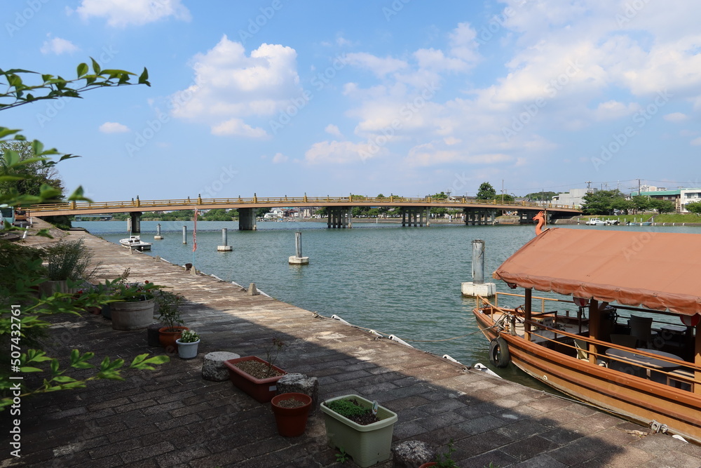 Setakara-hashi Bridge over Seta-gawa River in Otsu City in Shiga ...