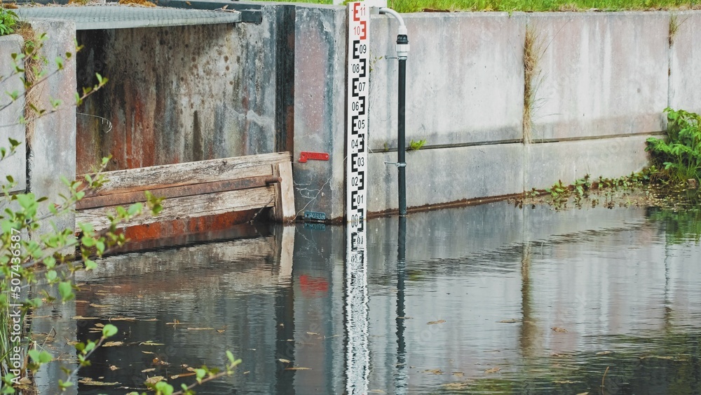 Water Level Gauge Board Scale Installed by Water Lock at River Channel ...