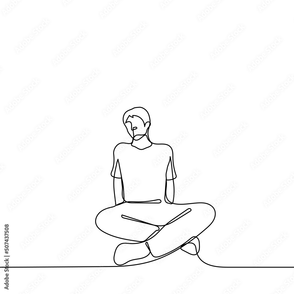 man sits on the floor leaning on his hands behind his back his legs are ...