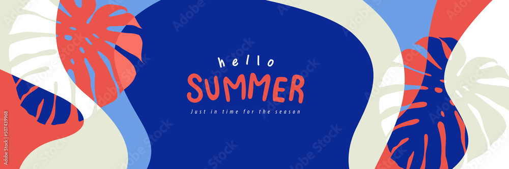 Tropical Summer background layout banner design with abstract ...