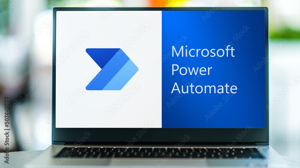 Laptop computer displaying logo of Microsoft Power Automate Stock Photo ...