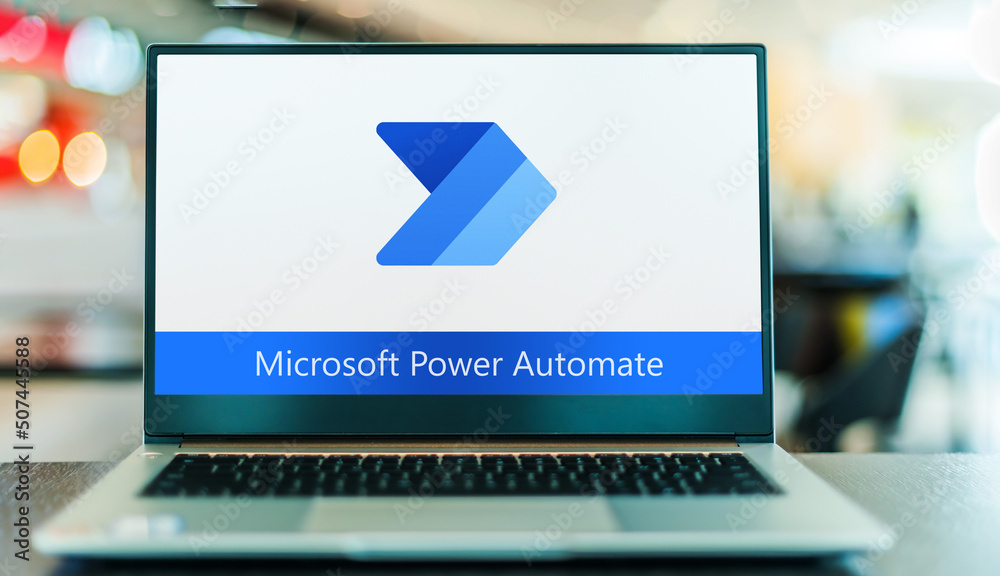 Laptop computer displaying logo of Microsoft Power Automate Stock Photo ...