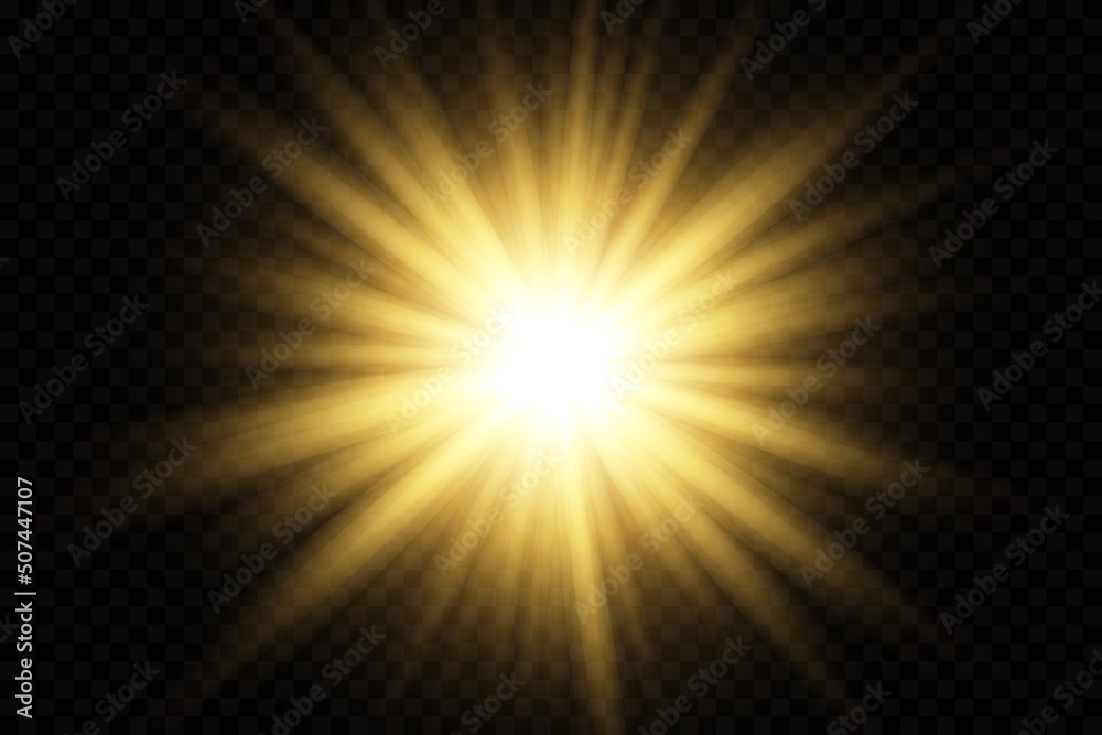 Set glow light effect with white sparks and golden stars shine with ...