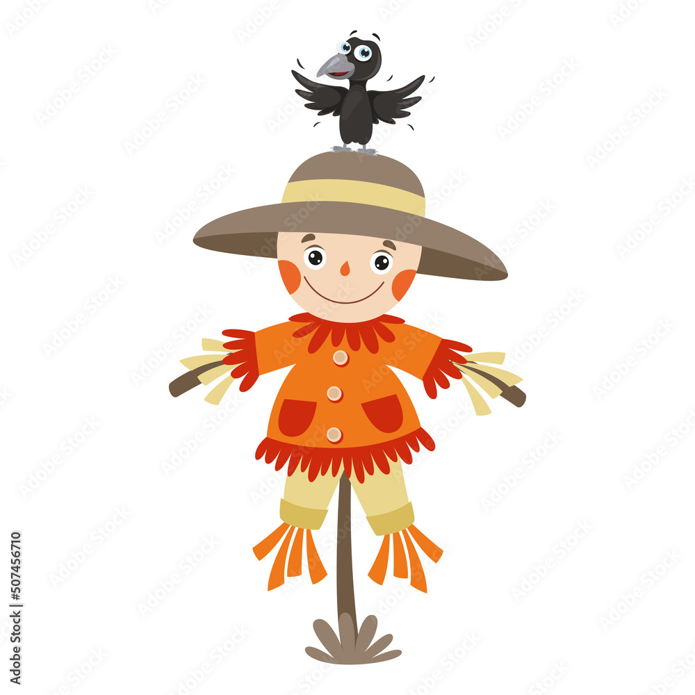 Cartoon Illustration Of A Scarecrow Stock Vector | Adobe Stock