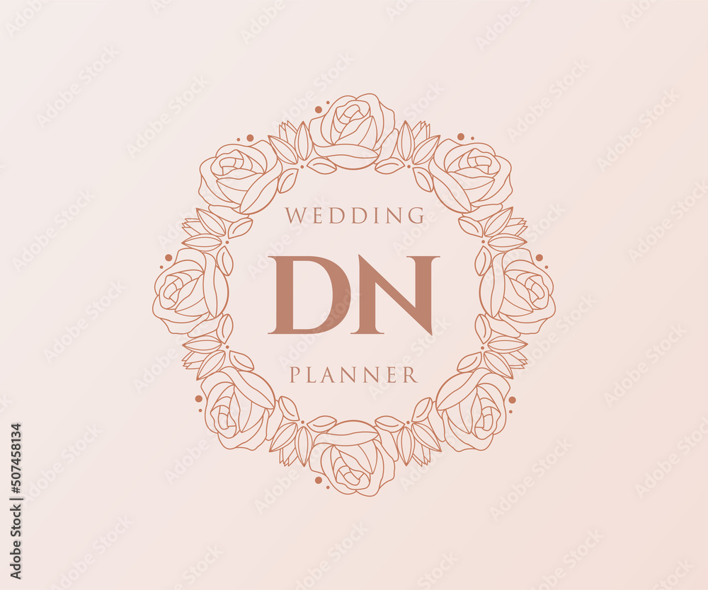 DN Initials letter Wedding monogram logos collection, hand drawn modern ...