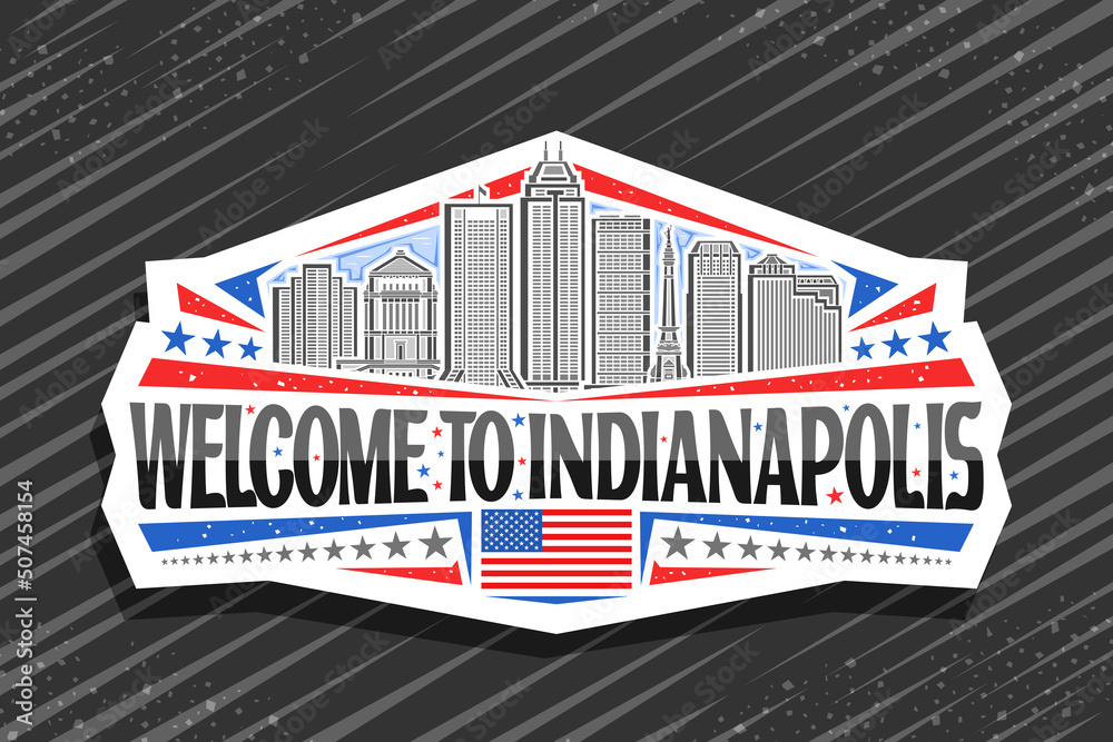 Vector logo for Indianapolis, white decorative label with outline ...