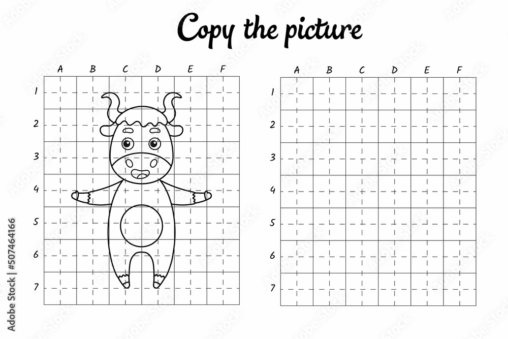 Copy the picture. Draw by grid. Coloring book pages for kids ...