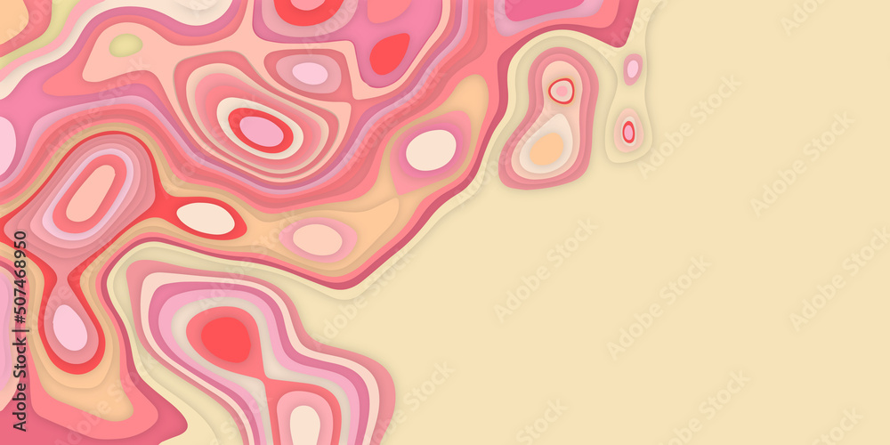 3D papercut layers, paper cut vector art background. Topographic canyon ...