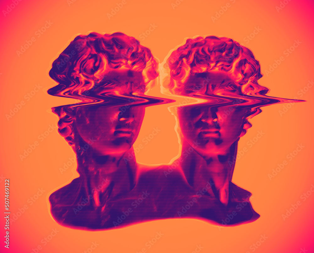 Abstract illustration from 3D rendering of a Siamese twins classical ...