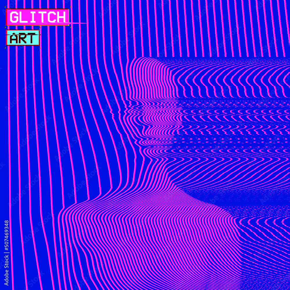 Vector abstract glitch art illustration from 3D rendering of frontal ...