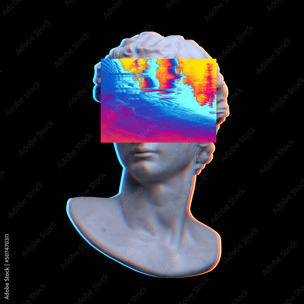 Digital offset RGB color offset illustration of classical marble male ...