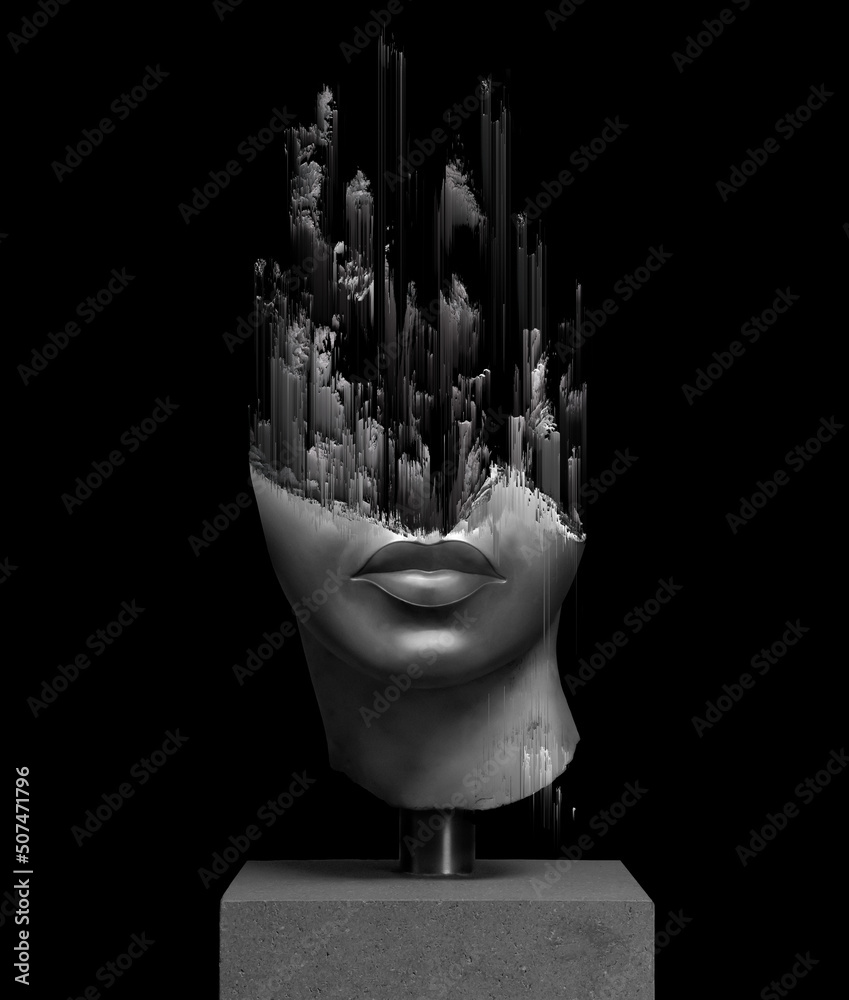 Glitch art pixel sorting corrupted graphics illustration of a broken ...