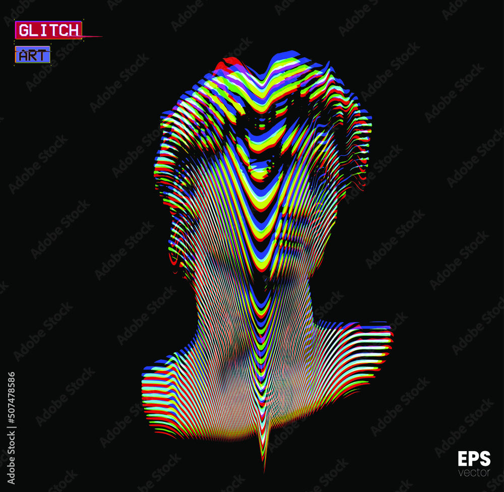 Vector RGB color mode offset and distorted wavy line halftone ...