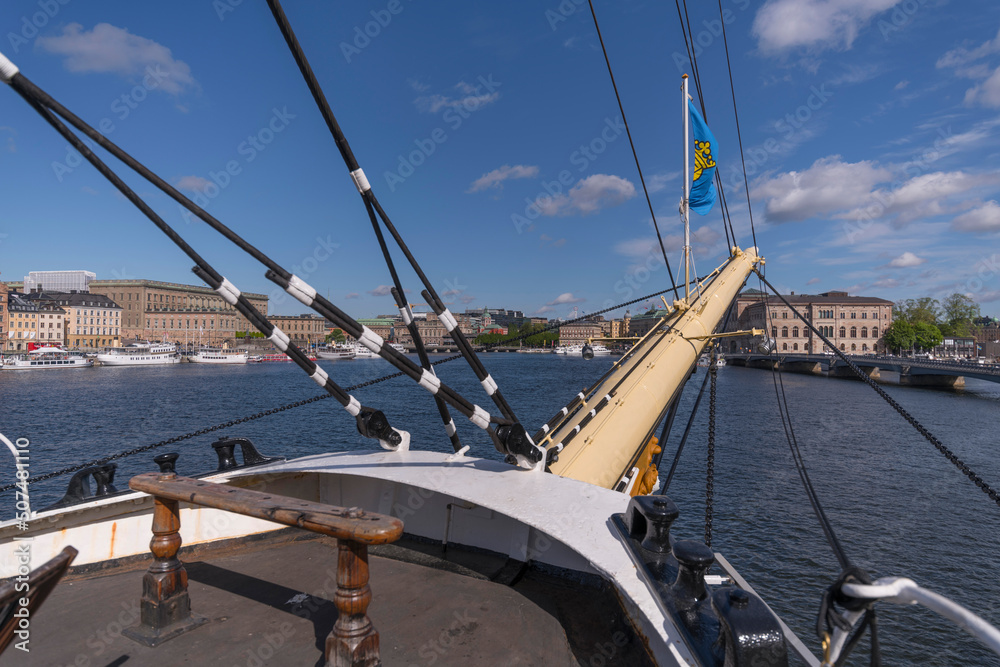 Fore deck view from the hostel three masts fully rigged new restored ...
