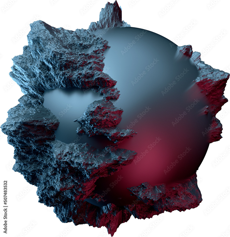 3d Rendered Sphere Deformed Form Displacement Surface Noise Texture ...