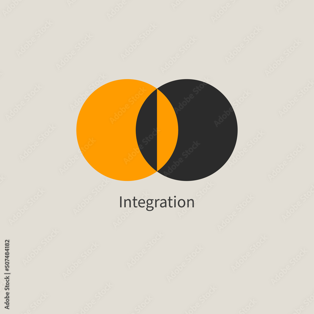 Integration abstract logo, two circles Stock Vector | Adobe Stock