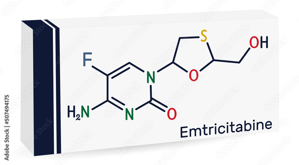 Emtricitabine, FTC molecule. It is nucleoside reverse transcriptase ...