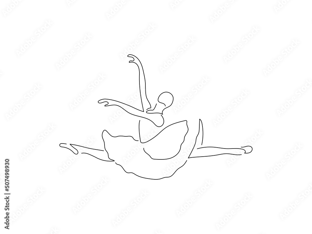 Classic dancers in line art drawing style. Composition of a ballet ...