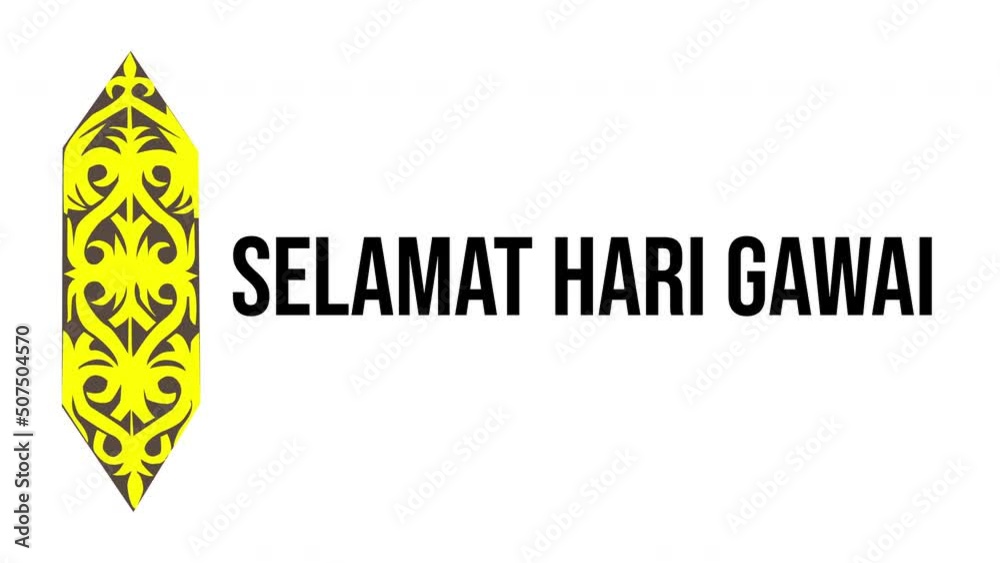 An animation of "terabai" or shield move with "Selamat Hari Gawai ...