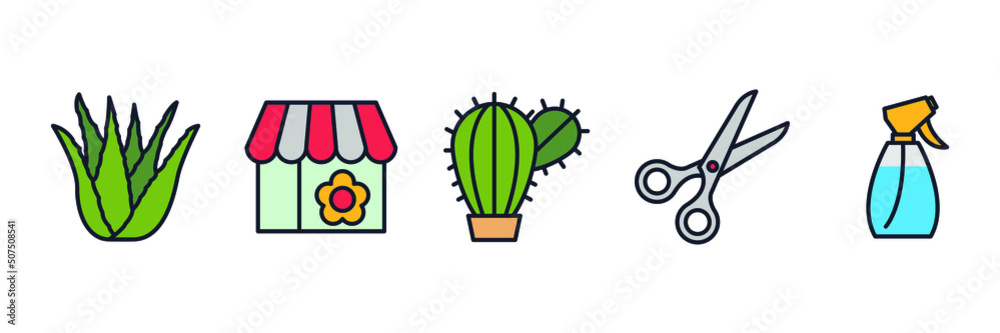 Flower and Gardening set icon symbol template for graphic and web ...