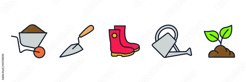 Flower and Gardening set icon symbol template for graphic and web ...
