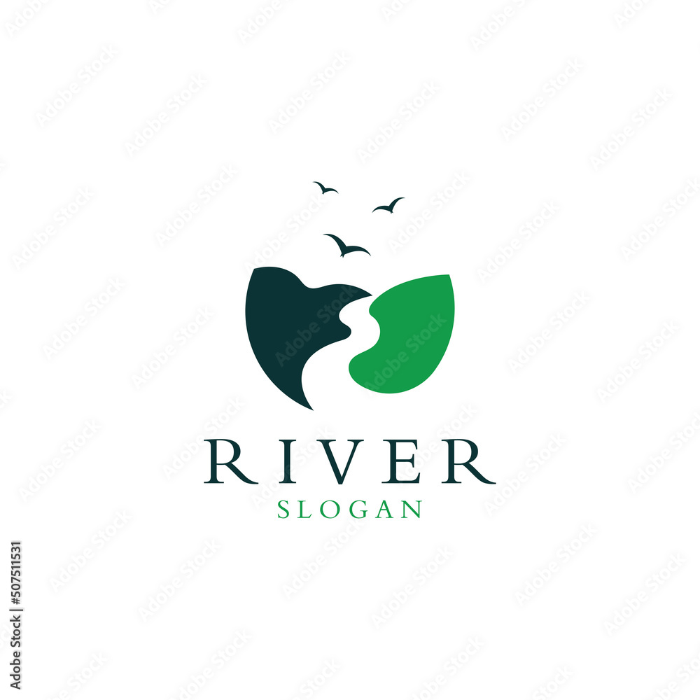 Vetor do Stock: Logos of rivers, creeks, riverbanks and streams. River ...