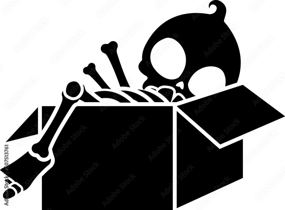 Cartoon Grim Reaper Skeleton Box of Bones Skull Hood Corpse Death Angel ...