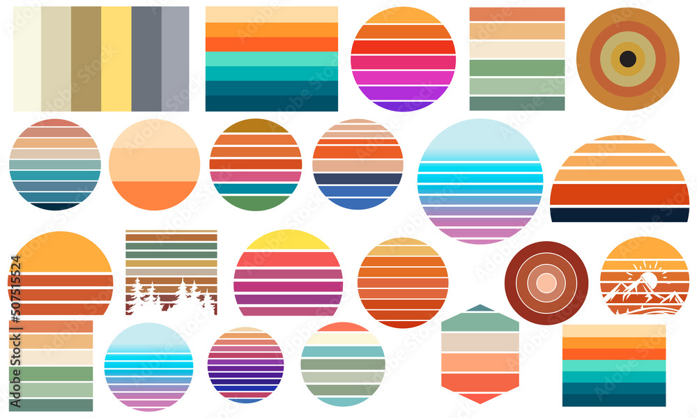 20 Retro Sunset Bundle, Vintage Retro Sunset, Vintage Svg, Sunset ...