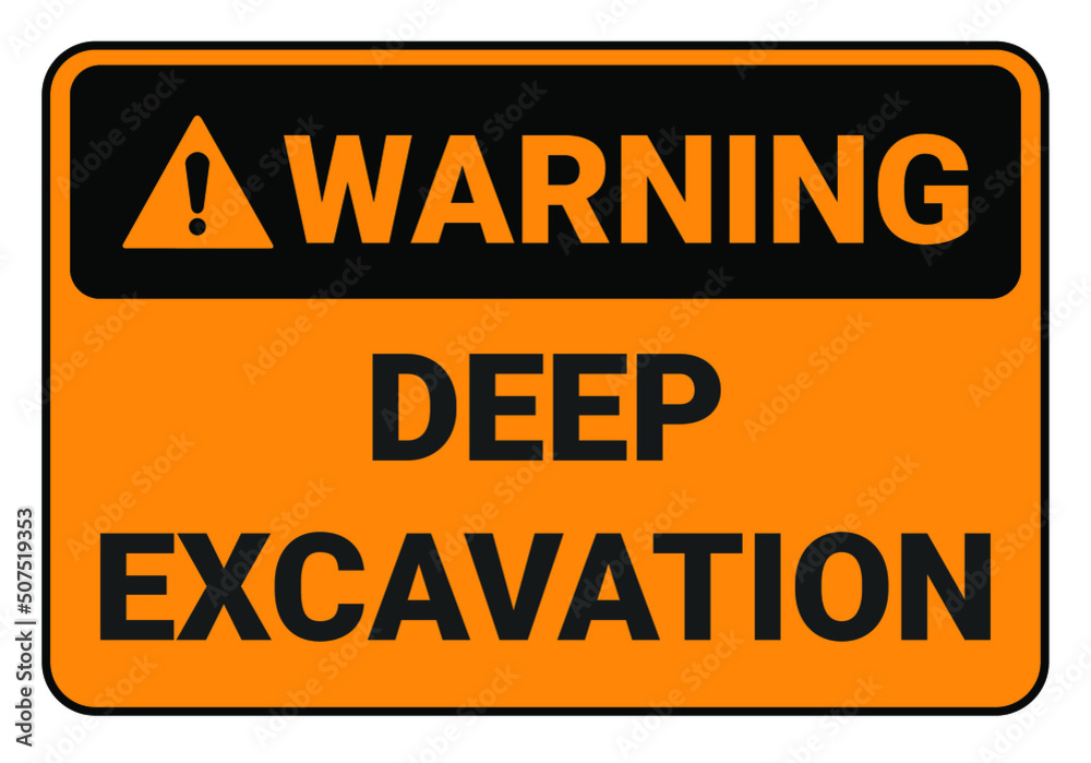 Vecteur Stock Warning deep excavation. Safety sign Vector Illustration ...