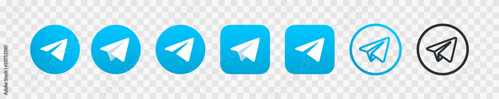 Telegram messenger logo isolated on transparent background icon set ...