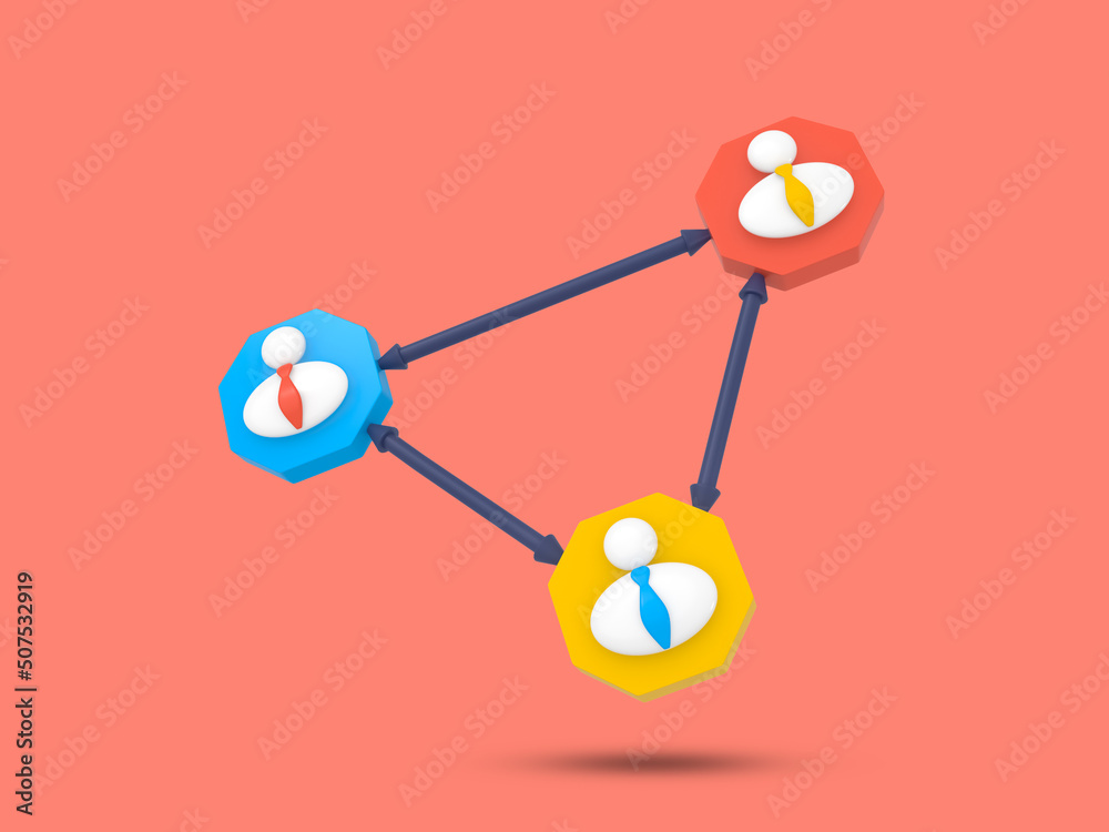 Share icon in 3D rendered illustration. Network, connected symbol in ...