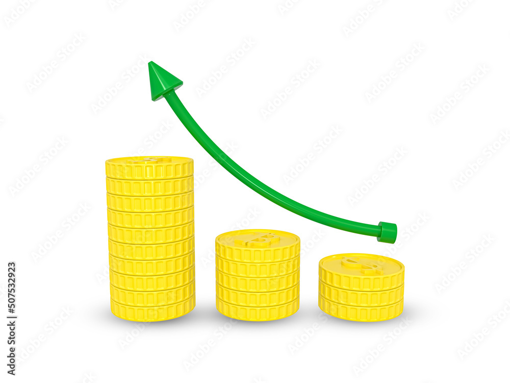 Profit increase graph, investment growth graphic. Coins and arrow ...