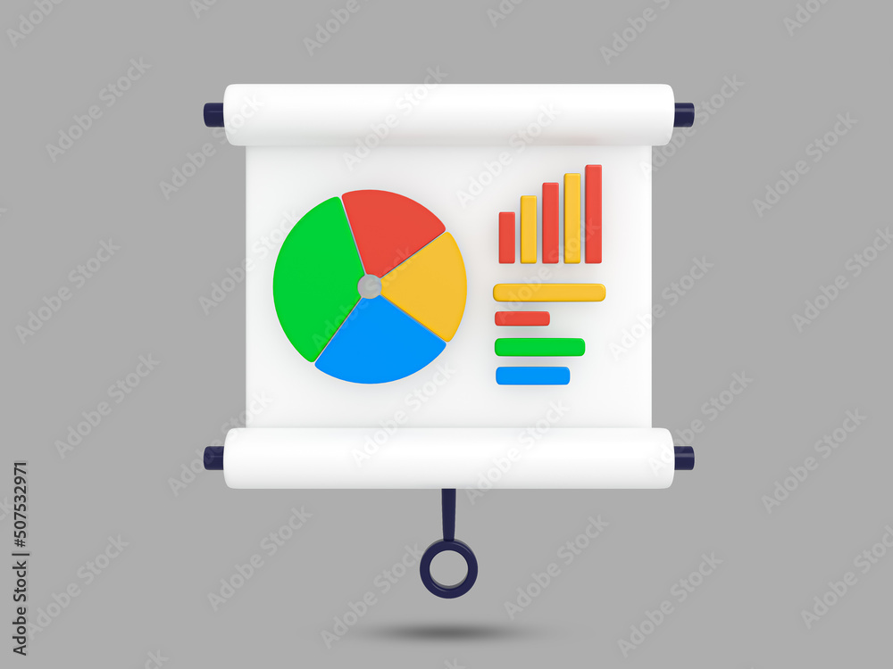 Pie chart and business growth 3D icon. Revenue and business success ...