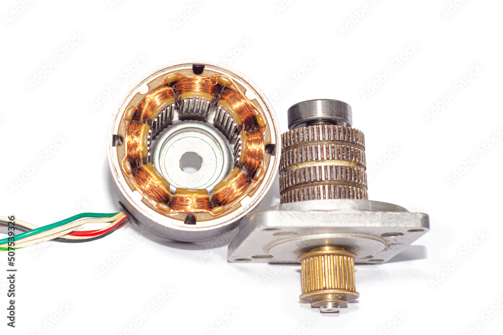 Stepper motor, disassembled, with the rotor set aside Stepper motor ...