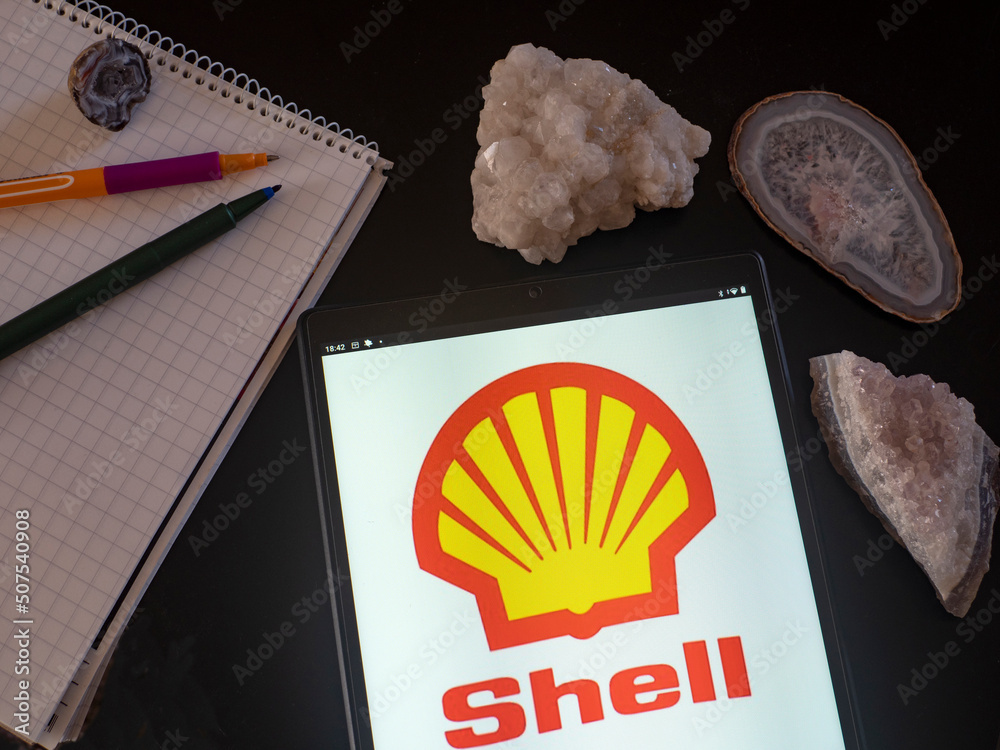In this photo illustration Royal Dutch Shell plc logo seen displayed on ...