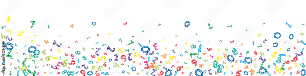 Falling colorful messy numbers. Math study concept with flying digits ...
