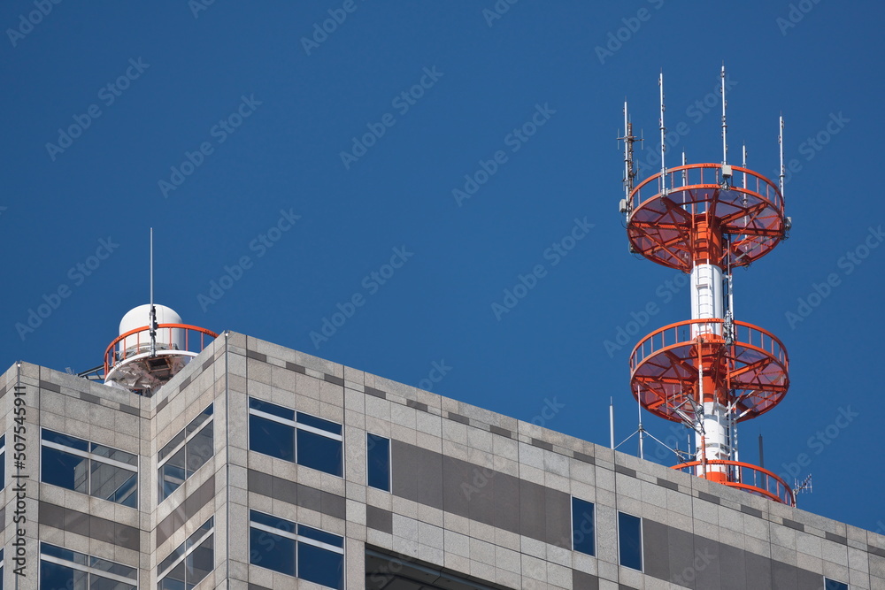 Tokyo,Japan - May 28: Antennas installed on a high-rise building in ...
