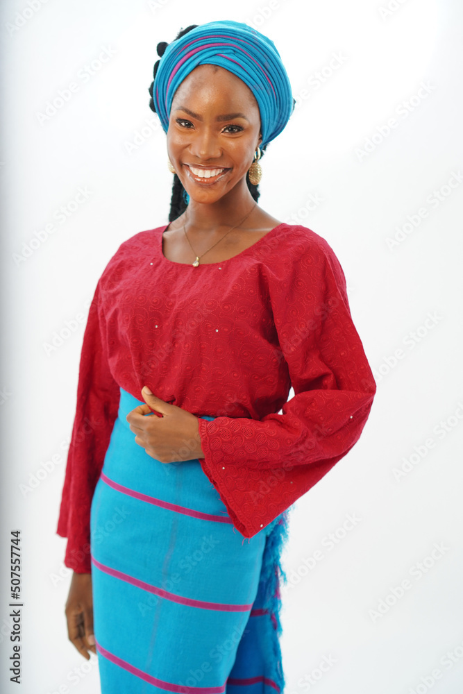 Portrait of a Nigerian Yoruba Woman dressed in Traditional dress Stock ...