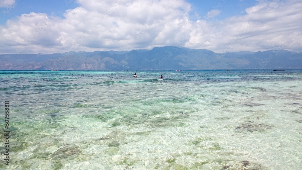 Alor Island has a very beautiful beach. Beach with white sand and very ...