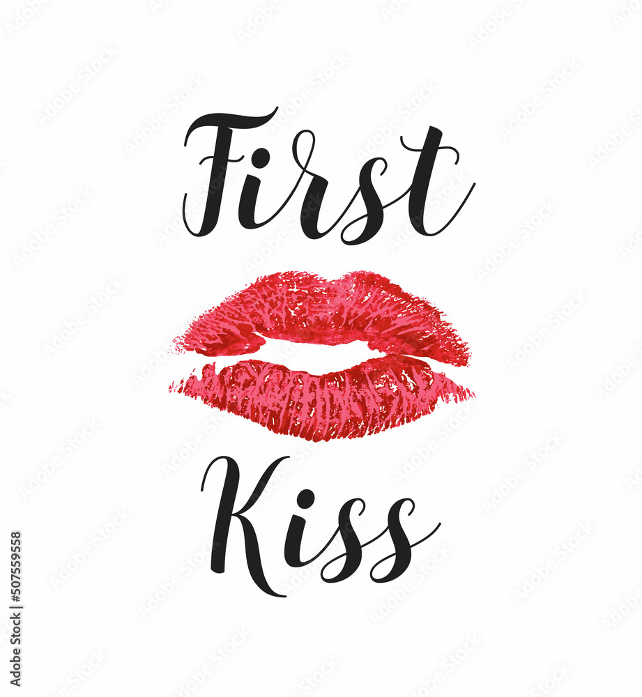 First kiss vector illustration of a red lips Stock Vector | Adobe Stock
