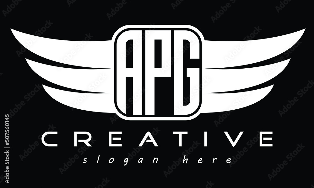 three Letter APG Wings Flying Initial wing symbol minimalist creative ...