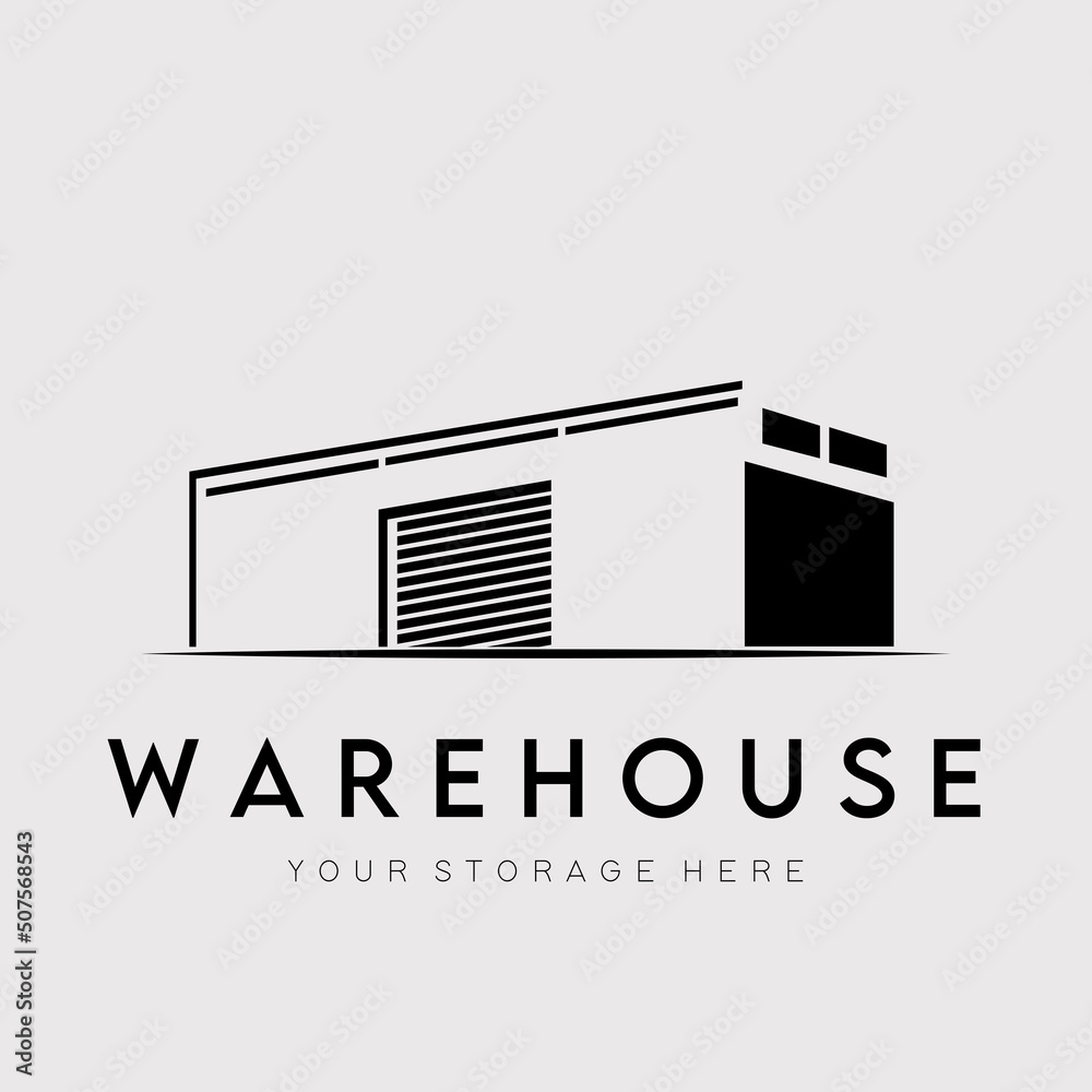 factory warehouse with doors and windows logo vector illustration ...