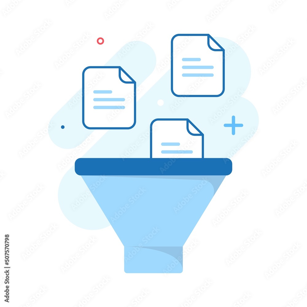 data, information filtering system concept illustration flat design ...