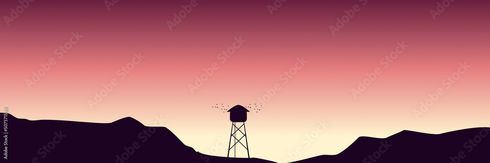 sunset landscape flat design vector illustration good for web banner ...