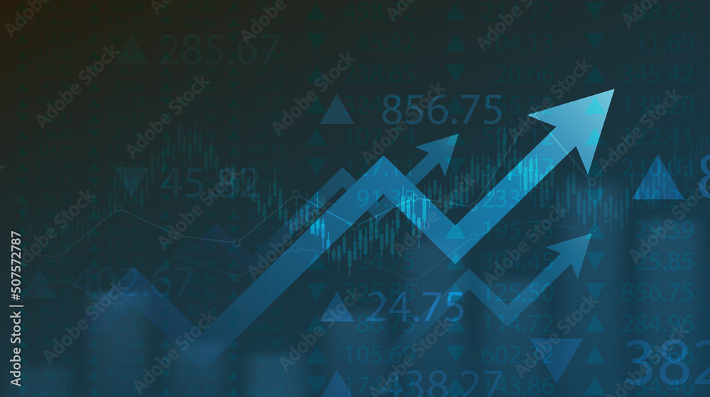 Abstract financial graph with uptrend line and arrows in stock market ...