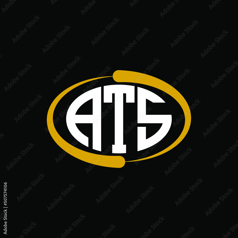 ATS letter logo design on black background. ATS creative initials ...