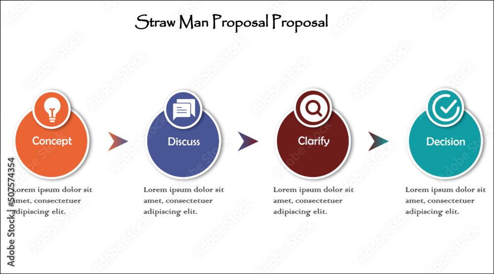 Straw Man Proposal with Icons and description placeholder in an ...