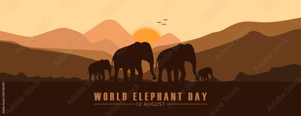 World Elephant Day. Design with elephant silhouette, promoting ...