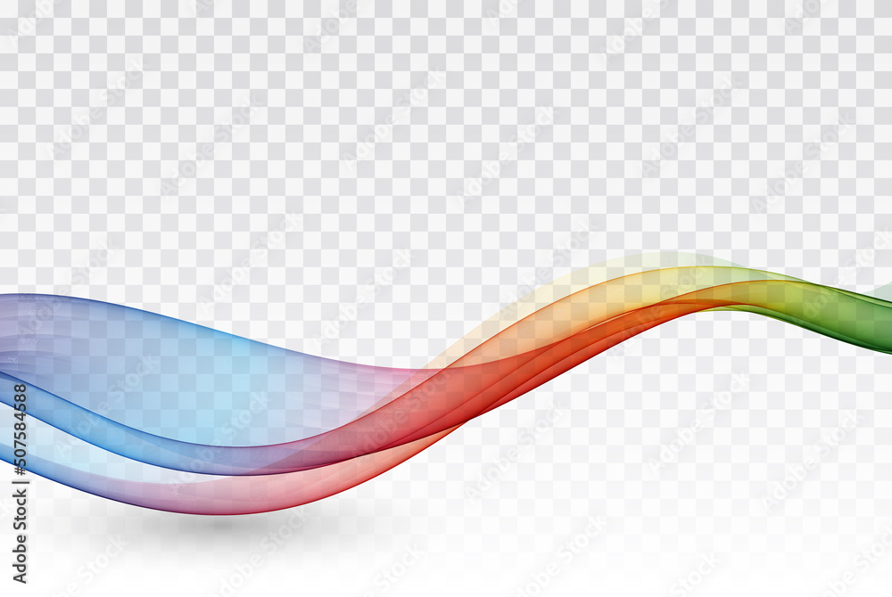 Abstract vector colorful wave line flowing on transparent background ...